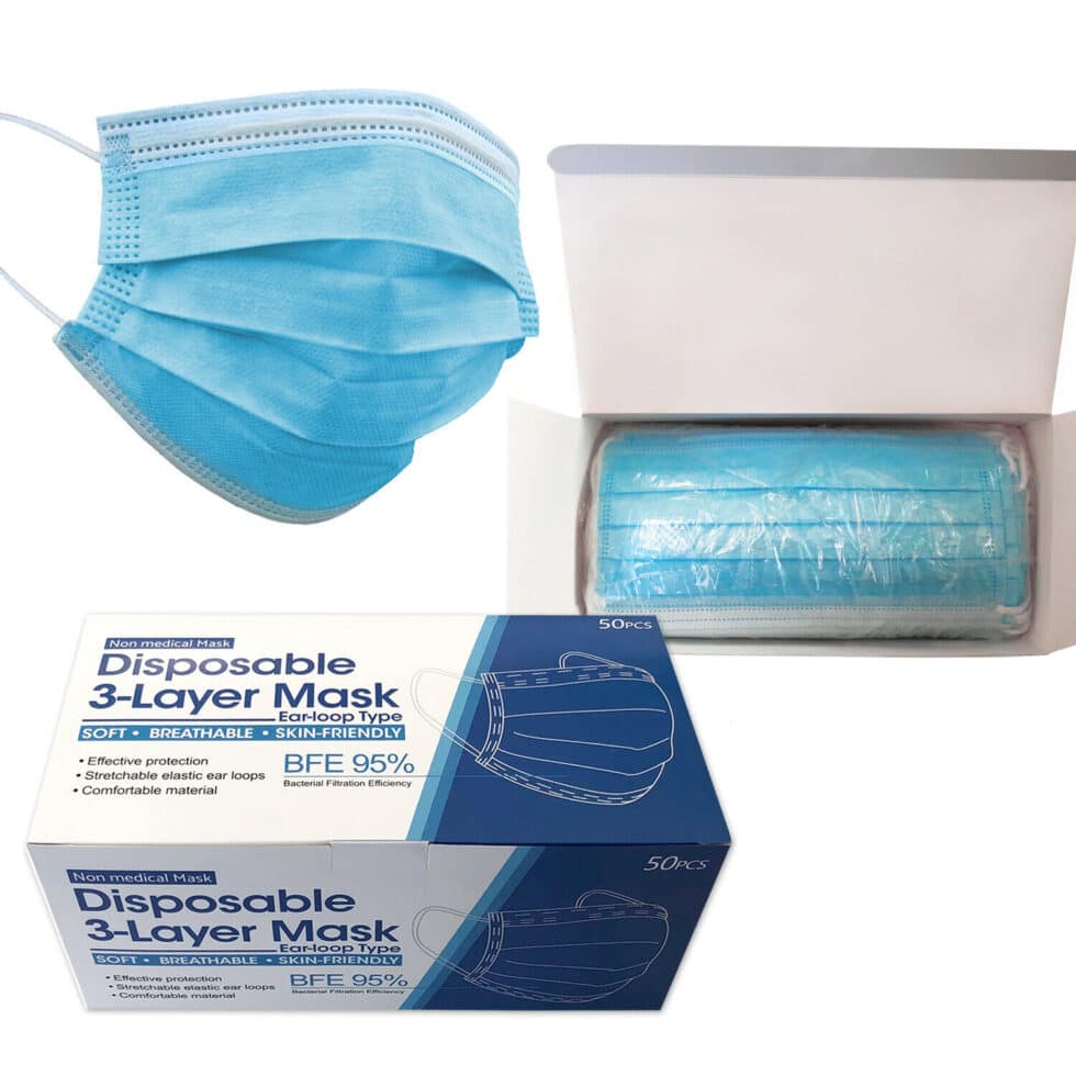 Face Mask,Disposable 3 Layer, Blue Non Medical Surgical(50) - Labtek ...